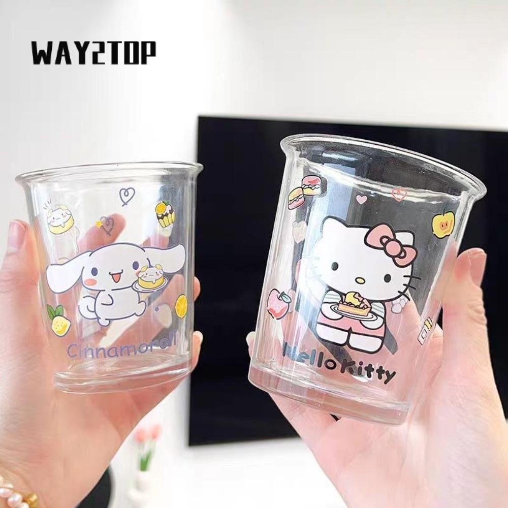 Cốc nước thủy tinh WAY2TOP, Cốc cà phê Melody 400ml, INS Style Cinnamoroll Glass Chai sữa trong ...