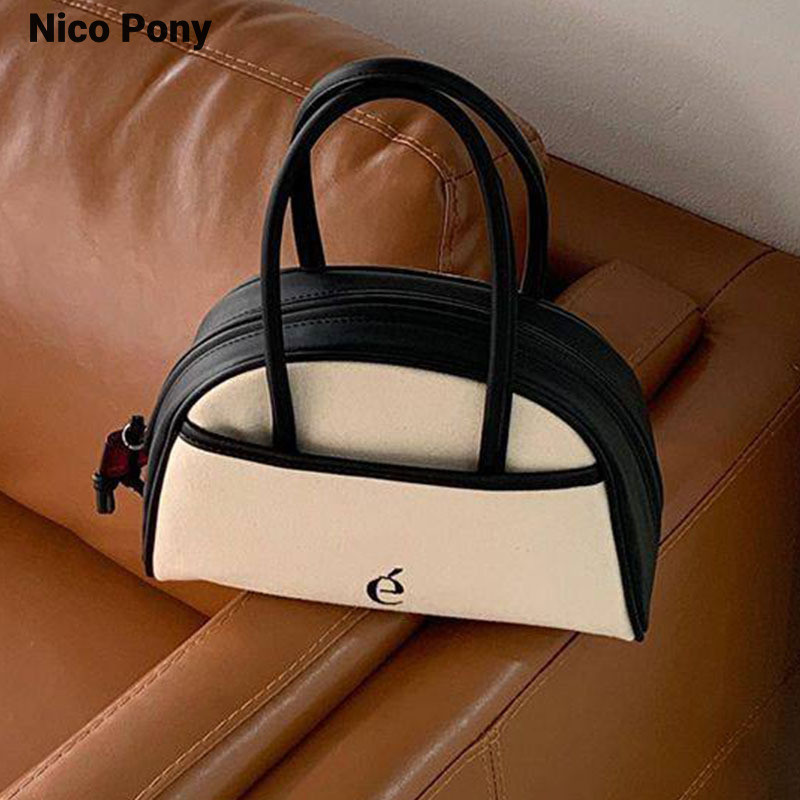 Túi xách nữ Nico Pony phiên bản Hàn Quốc niche ins vải tương phản túi ...