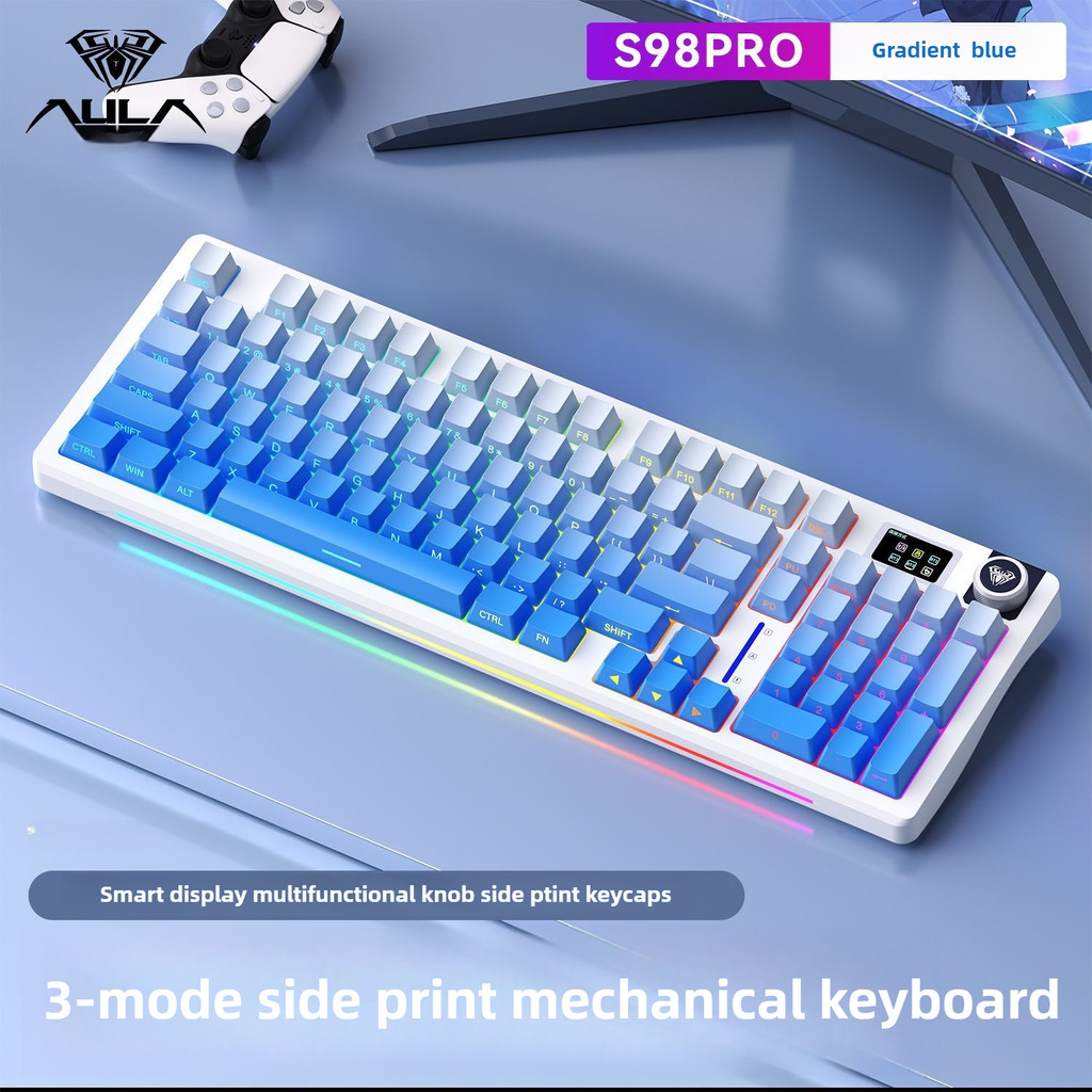 AULA S98 Pro Wireless Bluetooth 2.4G Three Mode Mechanical Keyboard Gasket Structure with ...
