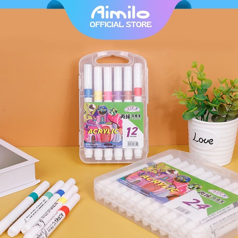 【Aimilo】Bút Màu Acrylic Marker 12/24/36/48/60 Cao Cấp Màu Sắc Tươi Sáng ...