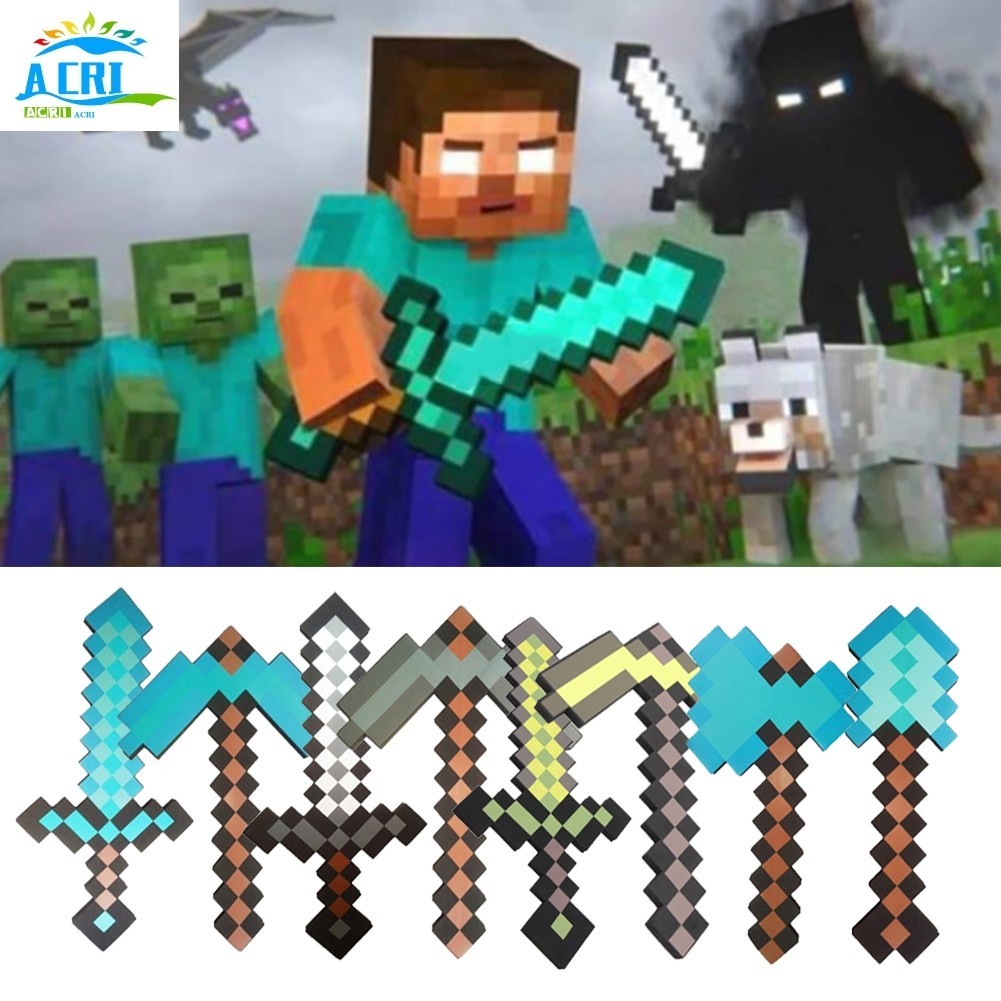 Asp Kids Minecraft Diamond Sword Pickaxe Axe Xẻng Vũ khí EVA | Shopee ...
