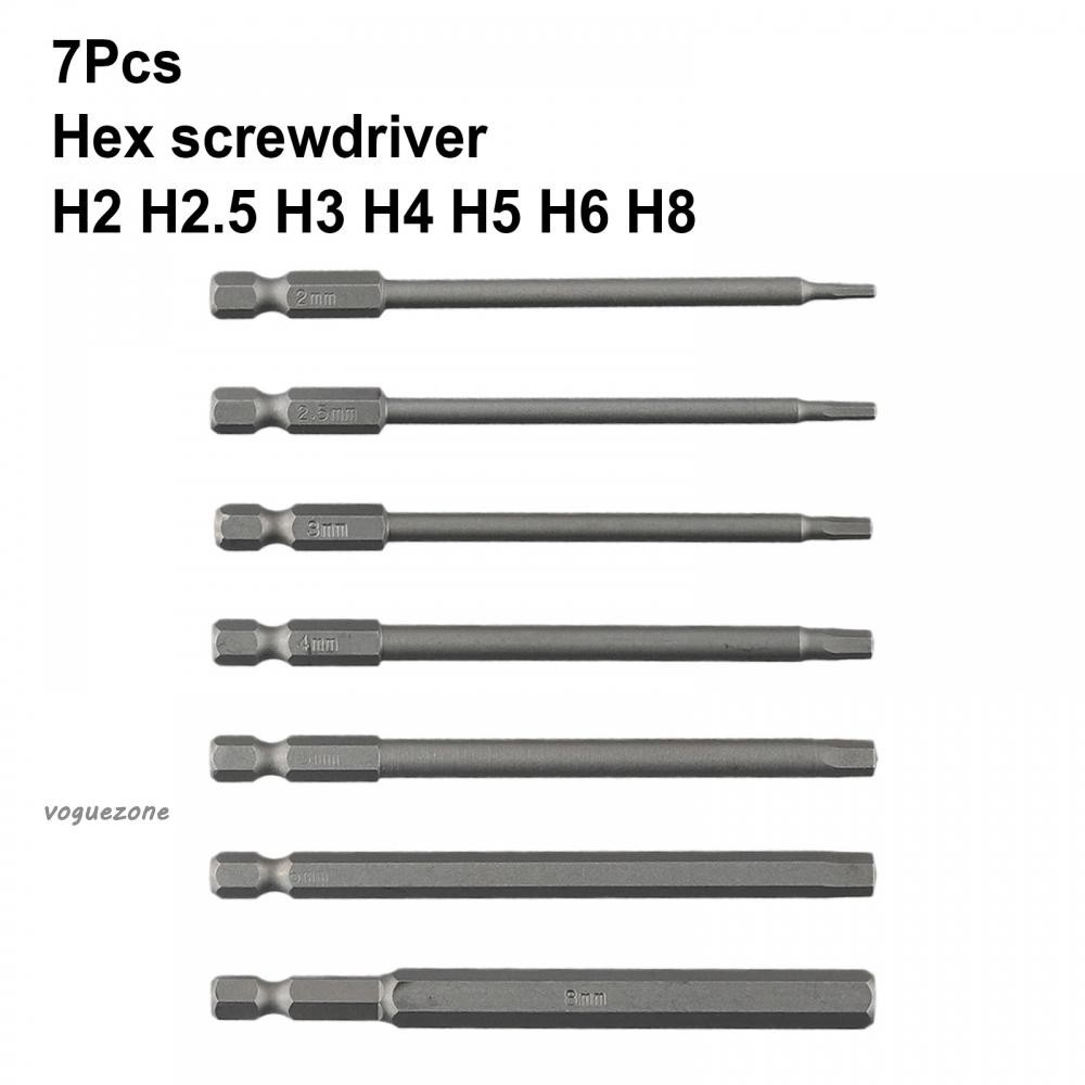 #VOGUEZ#Hex Bit 100mm Length Drill Bit H2/H2.5/H3/H4/H/H6/H8 Hex Head ...