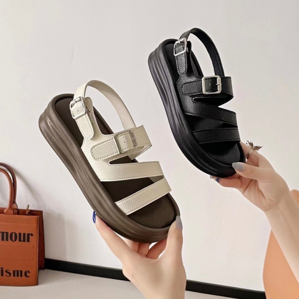 Dép Sandal Quai Da Mềm Cao Cấp êm chân khuy trắng vuoong SDDV | Shopee ...