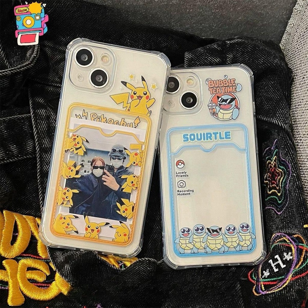 Pokémon Pikachu Cặp Đôi Thẻ Ảnh Poket Ốp Lưng Điện Thoại IPhone 16 15 ...