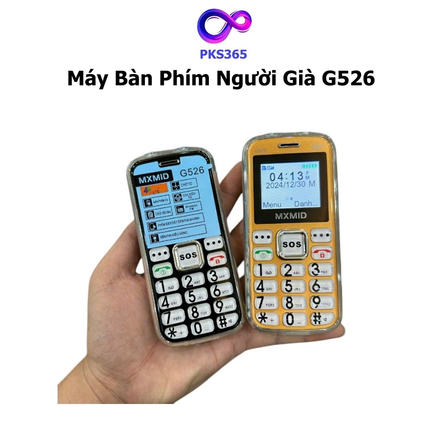 Điện thoại người già MXMID G526, 2 sim 4G chữ to, bàn phím to, loa siêu ...