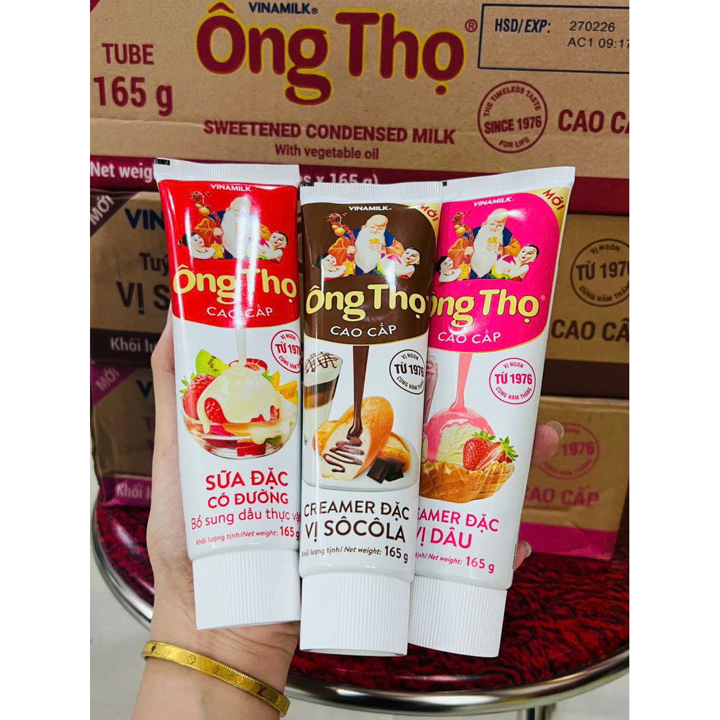 THÙNG 24 tuýp Sữa đặc Ông thọ 165g (3 vị: có đường, socola, dâu) | Shopee Việt Nam