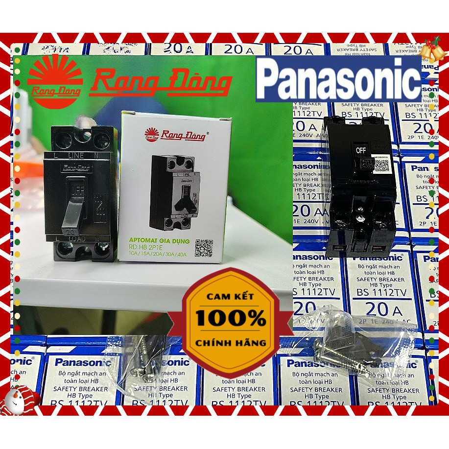 (Rạng Đông + Panasonic) CB cóc 20A - CB khối đen - HB 20A - Át đen ...