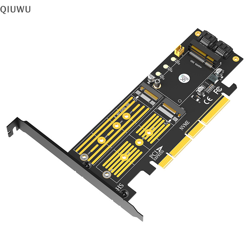 Qiuwu M2 NVME SSD NGFF Sang PCIE 3.0 X16 Adapter M Key B Key MSATA PCI Express 3.0 M.2 NVME SSD ...