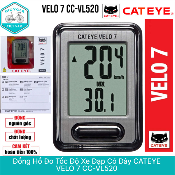 Đồng Hồ Đo Tốc Độ Xe Đạp Có Dây CATEYE VELO 7 CC-VL520 - Chính Hãng Nhật Bản, Chống Nước, Chính ...