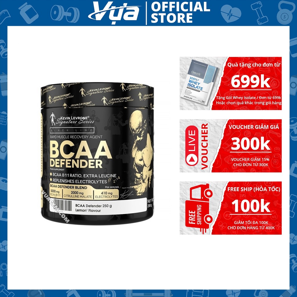 Bột Kevin Levrone - BCAA Defender (250g) - Hỗ trợ phục hồi cơ bắp, tăng ...