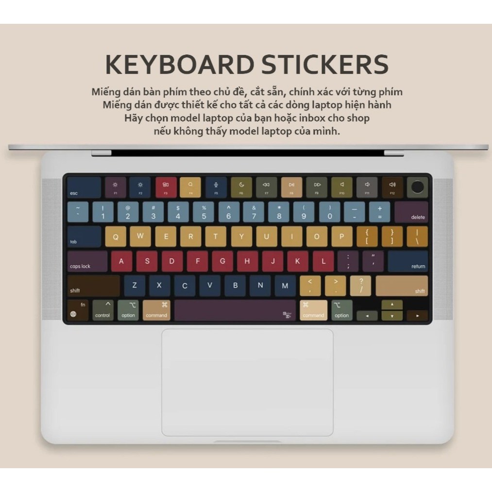 Miếng Dán Trang Trí Bàn Phím Laptop Macbook 9 - Bản Nhiều Màu Đơn Giản ...