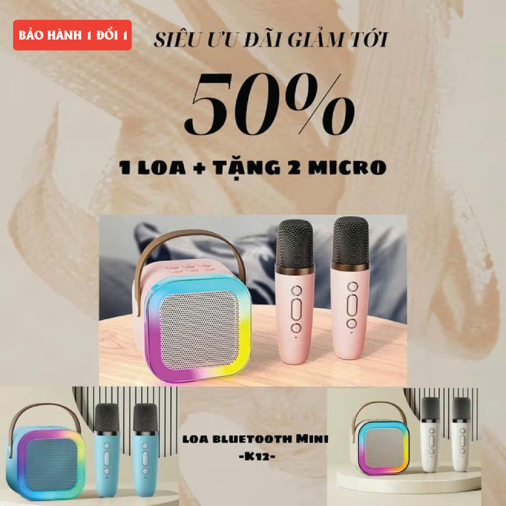 Loa Bluetooth Karaoke Mini K12 công suất 10W – CÓ ĐÈN LED, Loa hát ...
