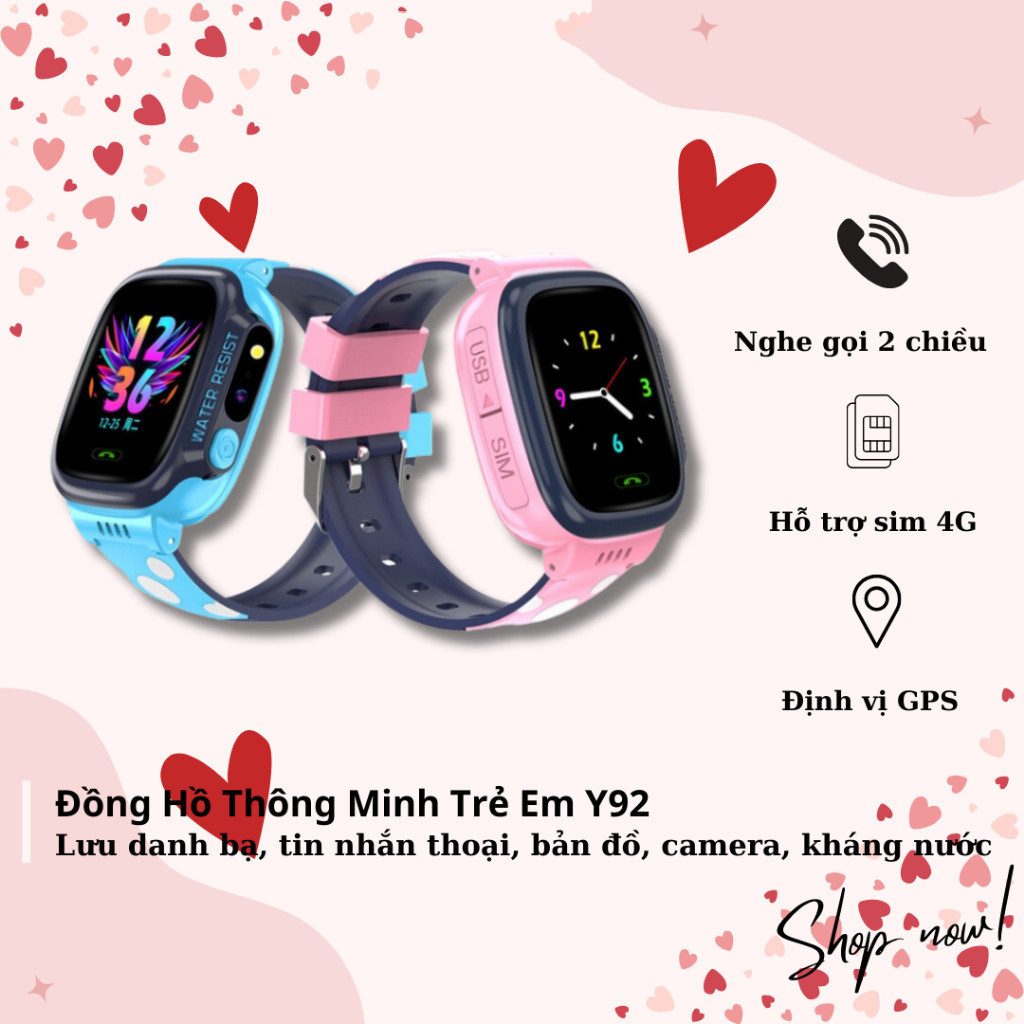 Đồng Hồ Thông Minh Smart Watch Y92, Định Vị, Nghe Gọi Đa Chức Năng Lắp Sim 4G AnvyStore | Shopee ...