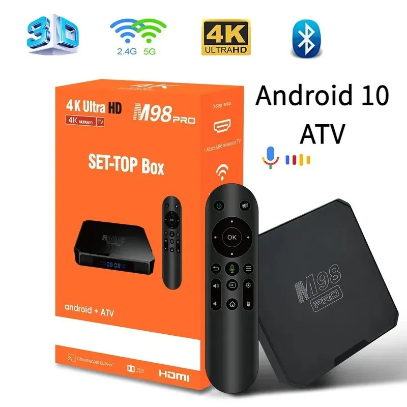 Hộp TV thông minh ATV M98 Pro Android 10.0 Wifi 6h313 2GB 64GB Ultra HD BT 4K 3D TV Box b73x ...