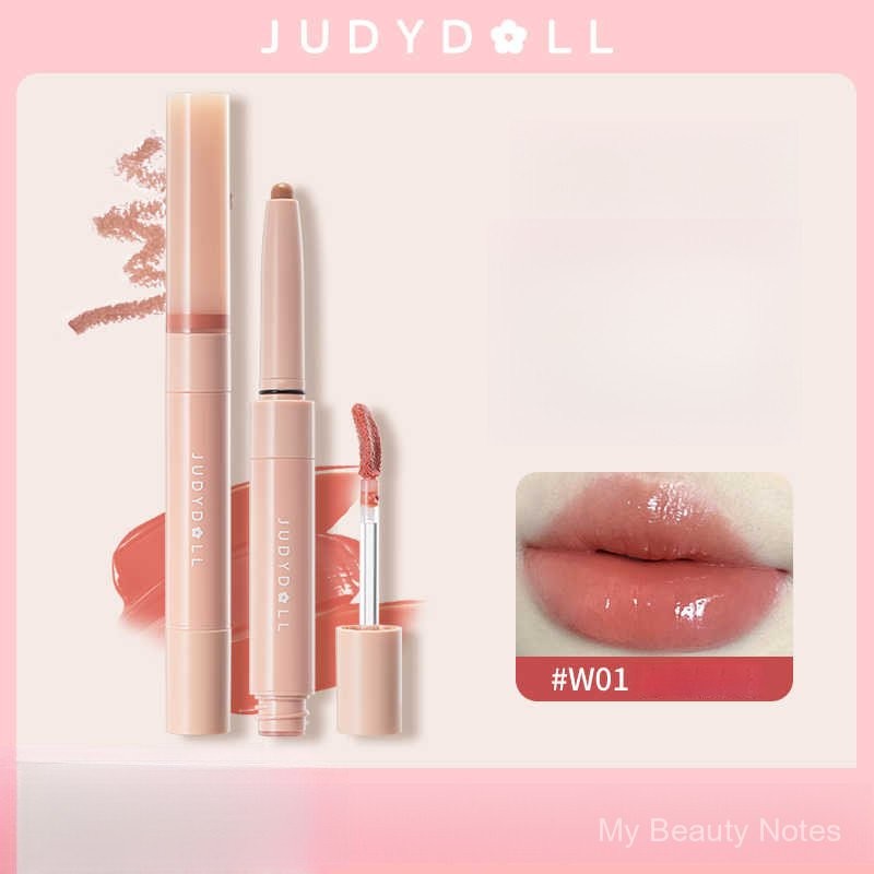 JudydoLL Double-Headed Lip Gloss Lip Liner Two-in-One Mirror Water ...