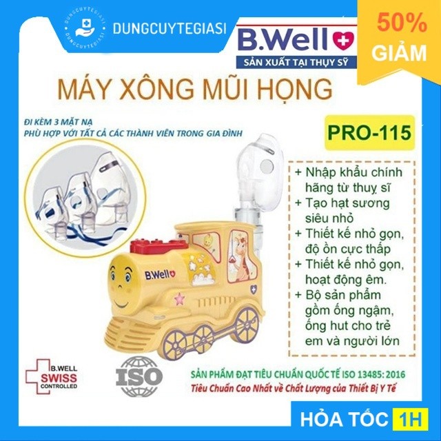 Máy khí dung xông mũi họng cho trẻ sơ sinh trẻ em và người lớn BWell - B.Well PRO-115 (Thụy Sỹ ...
