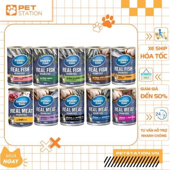 Pate Snappy Tom 400g REAL FISH - REAL MEAT, siêu cá, siêu thịt cho mèo ...