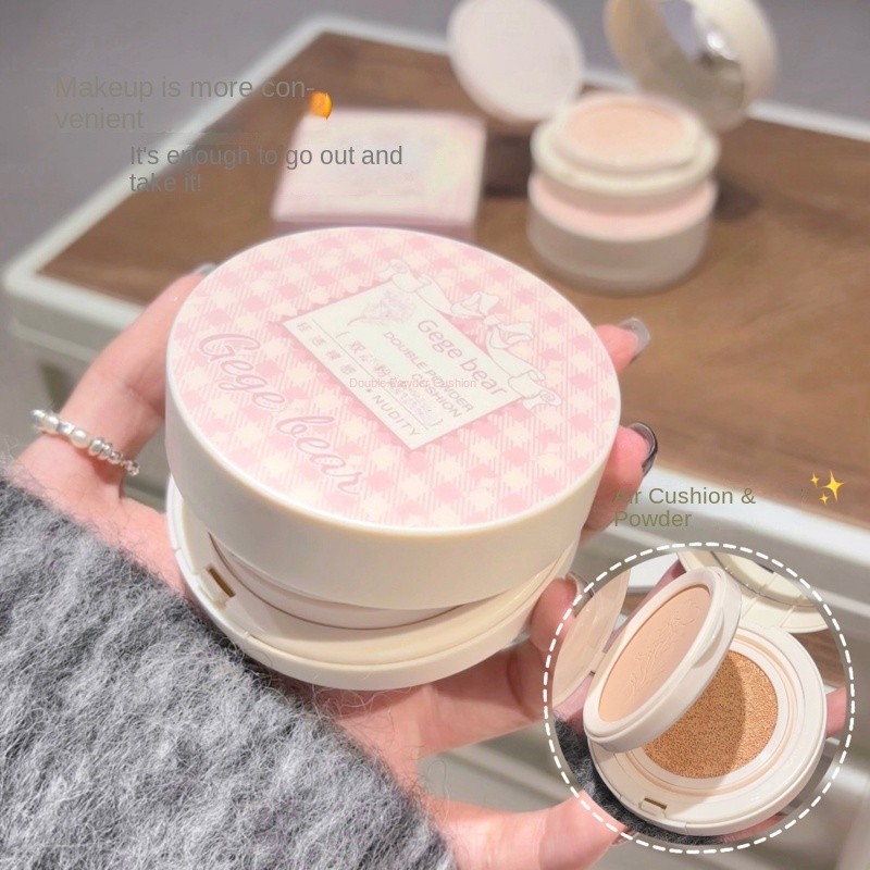 Double Powder Cushion Concealer Face Makeup Brighten Natural Foundation ...