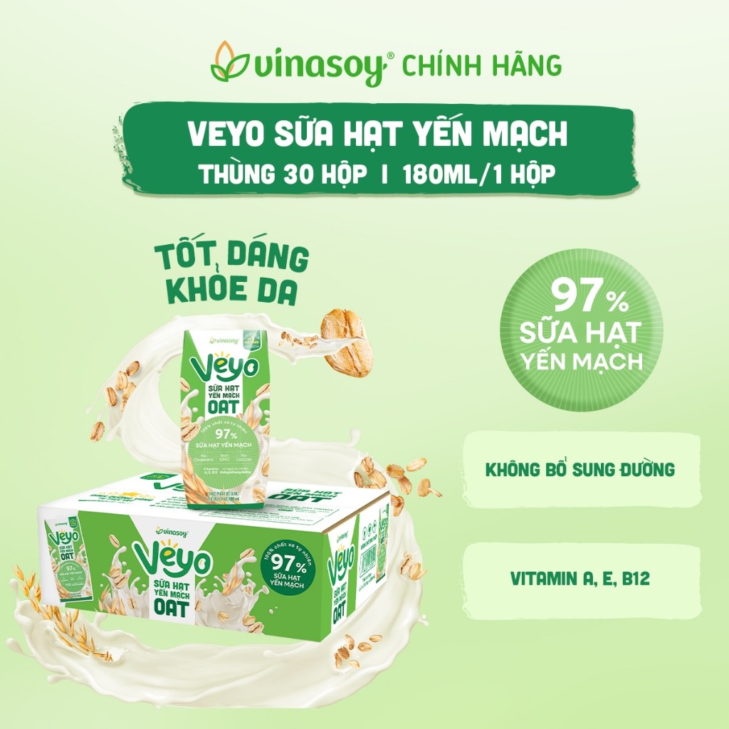 Thùng Sữa hạt Yến mạch Veyo Oat (30 Hộp x 180ml) | Shopee Việt Nam