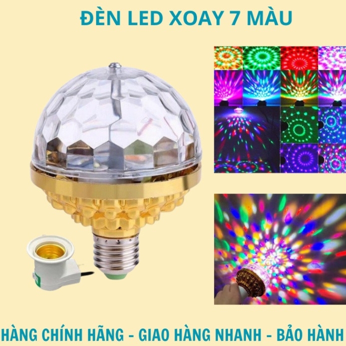 Đèn Led Nháy Chớp 7 Màu 5 Chế Độ Tự Xoay Đui Tròn Cao Cấp - Đèn LED Vũ Trường Xoay | Shopee Việt Nam