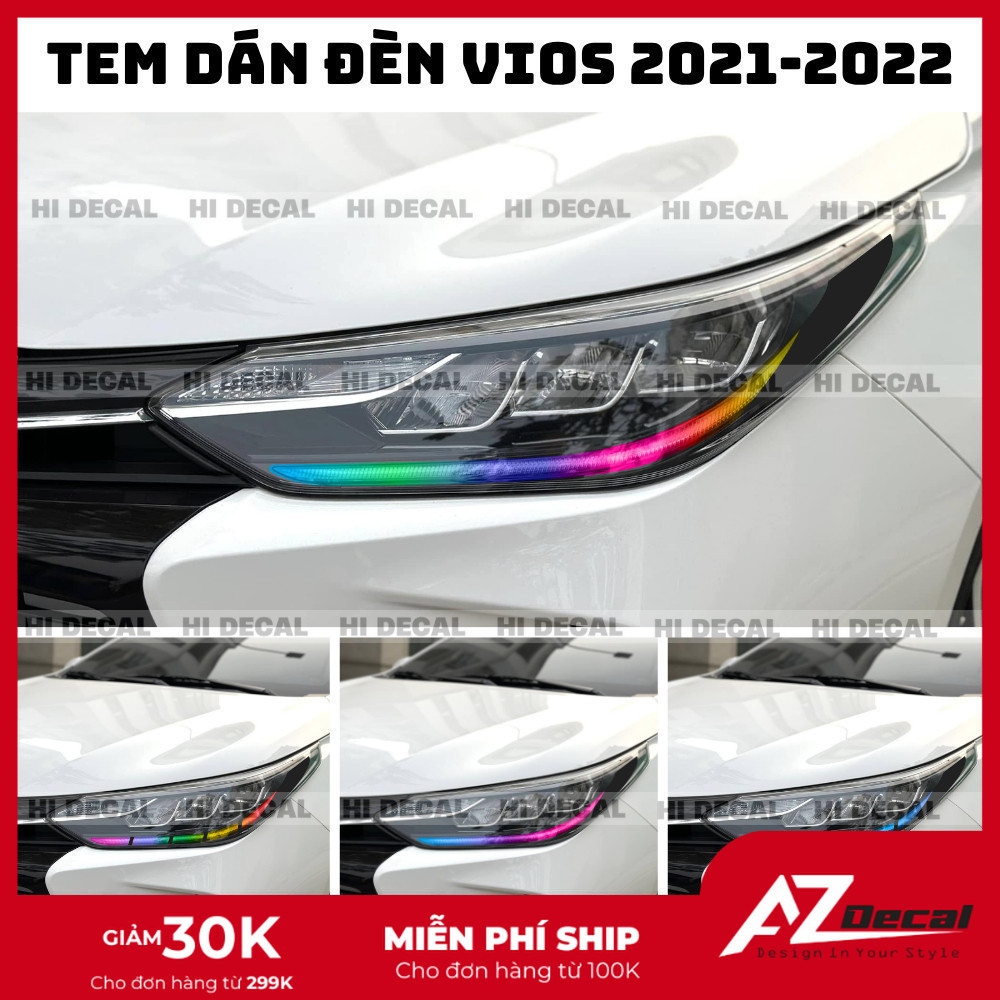 Tem dán đổi màu đèn xe Vios 2021-2022 Decal | Tem trang trí cao cấp ...