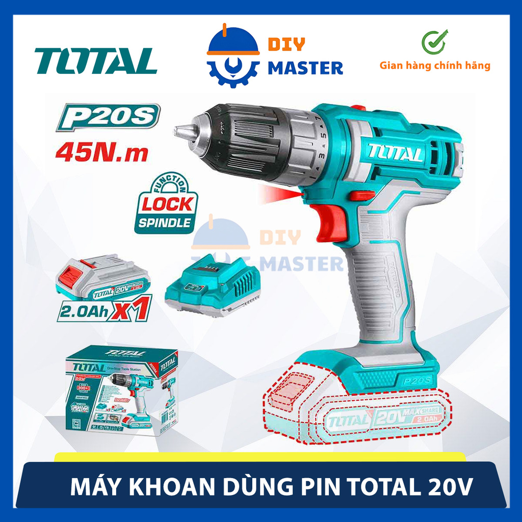 Máy khoan vặn vít dùng pin 20V TOTAL TDLI200518 máy khoan pin cầm tay ...