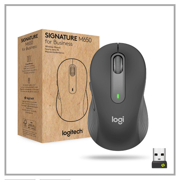 Chuột Không dây Bluetooth + Wireless Logi Signature M650_ĐEN | Shopee ...