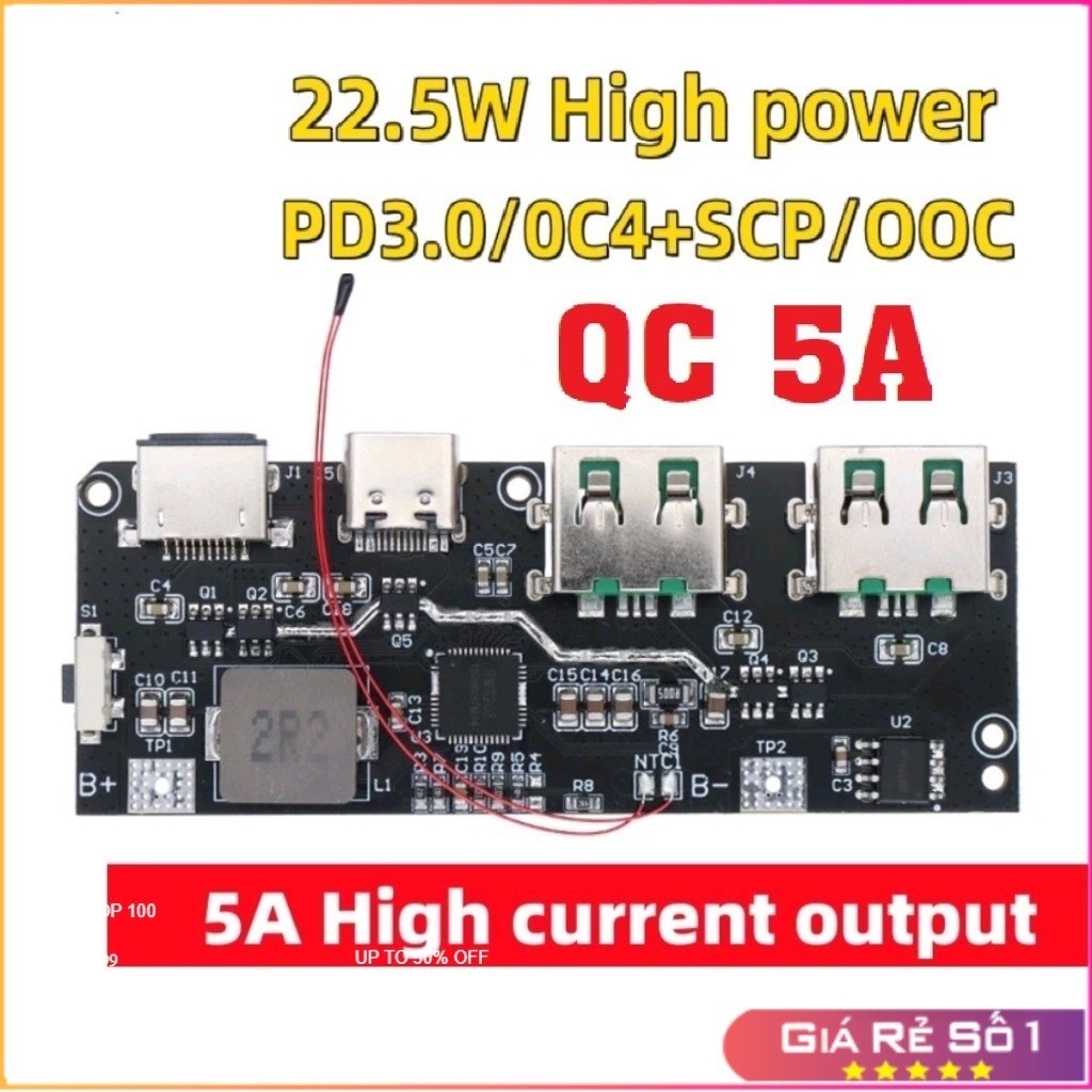 LK247 Mạch sạc dự phòng 2.4A 5A QC5A qc3.0/4.0. Sạc nhanh 2 chiều 22,5W, có tích hợp bảo vệ pin ...
