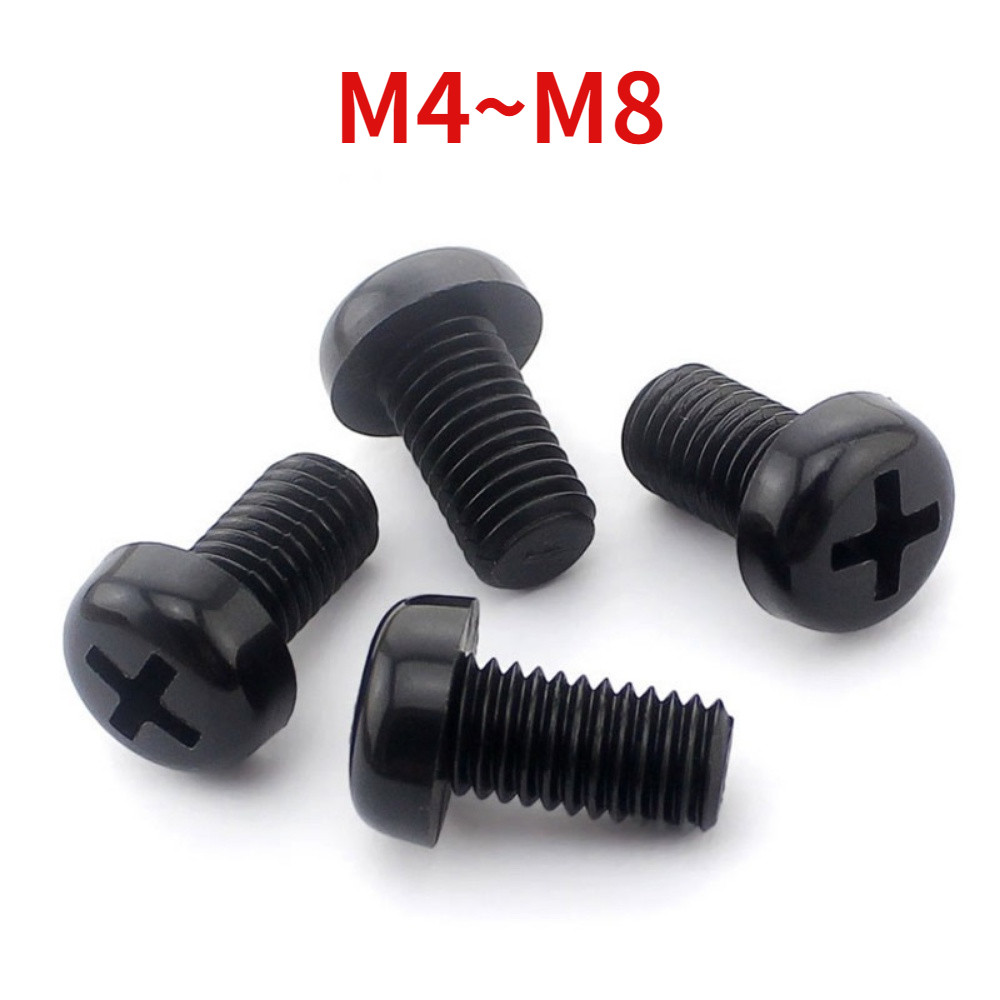 [Hnk] Ốc vít đầu tròn Nylon M5 / m6 / m8 Vít nhựa đen PA66 Vít đầu chảo đen cách nhiệt bằng nhựa ...