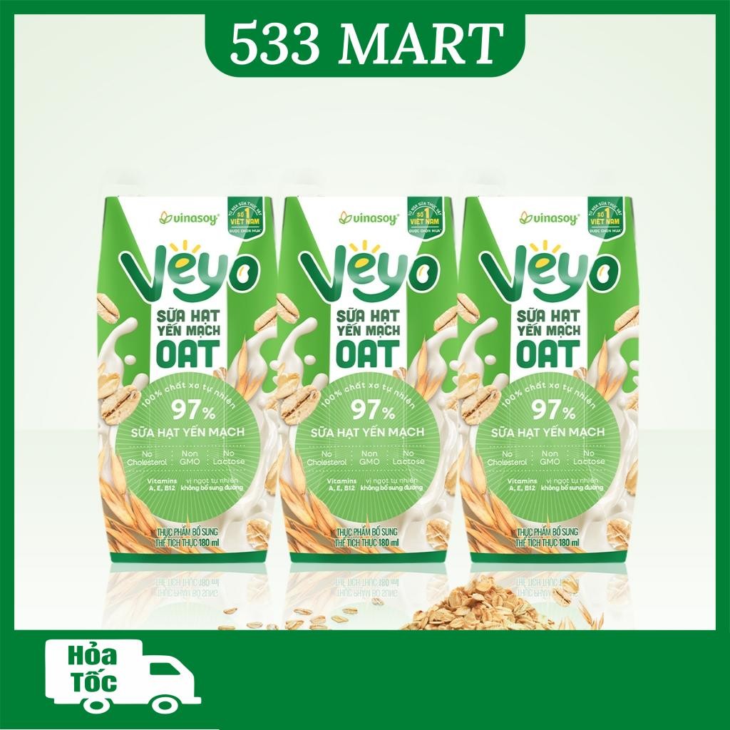 [LỐC 3 HỘP] Sữa hạt Yến mạch Veyo Oat x 180ml | Shopee Việt Nam