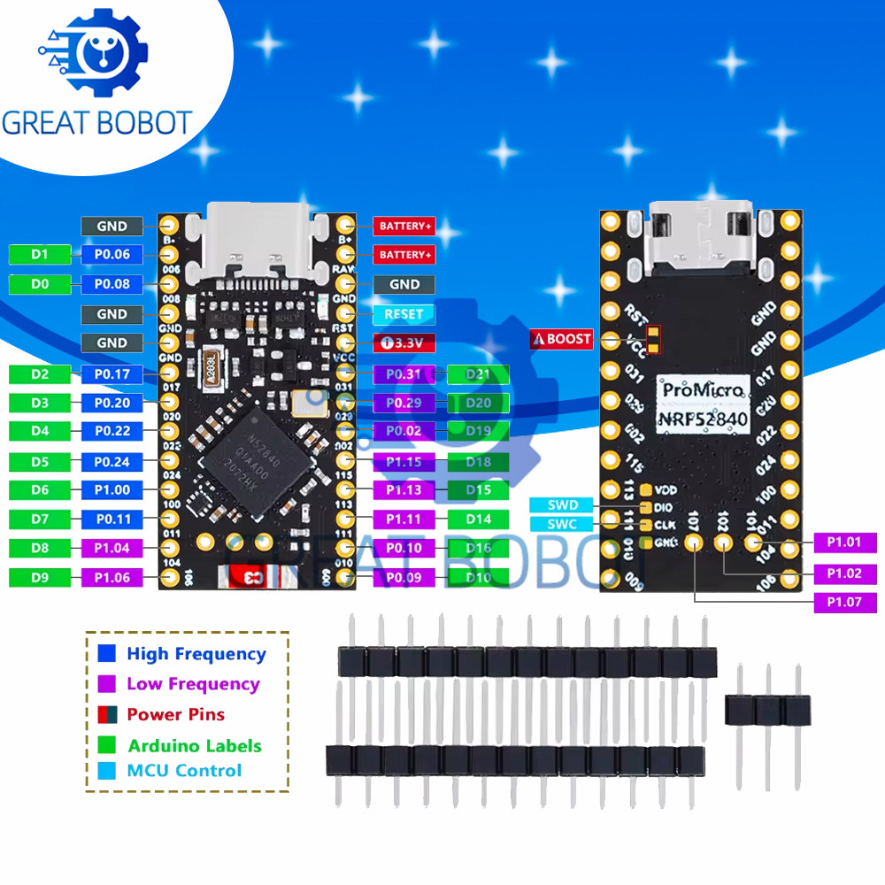 Bảng phát triển NRF52840 Tương thích với Nice!Quản lý sạc Bluetooth ...