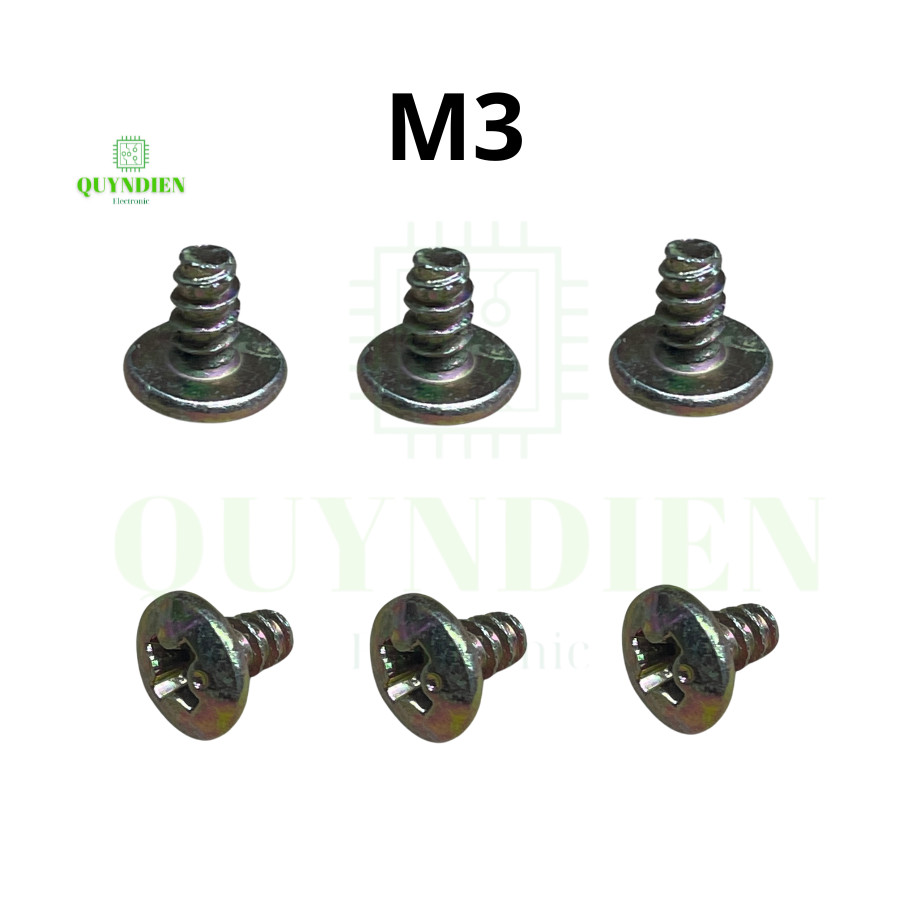 Ốc vít M3 dài 7mm ren xoắn đầu dù Vàng Túi 100 con=55g - linh kiện điện tử Quỳnh Diễn | Shopee ...