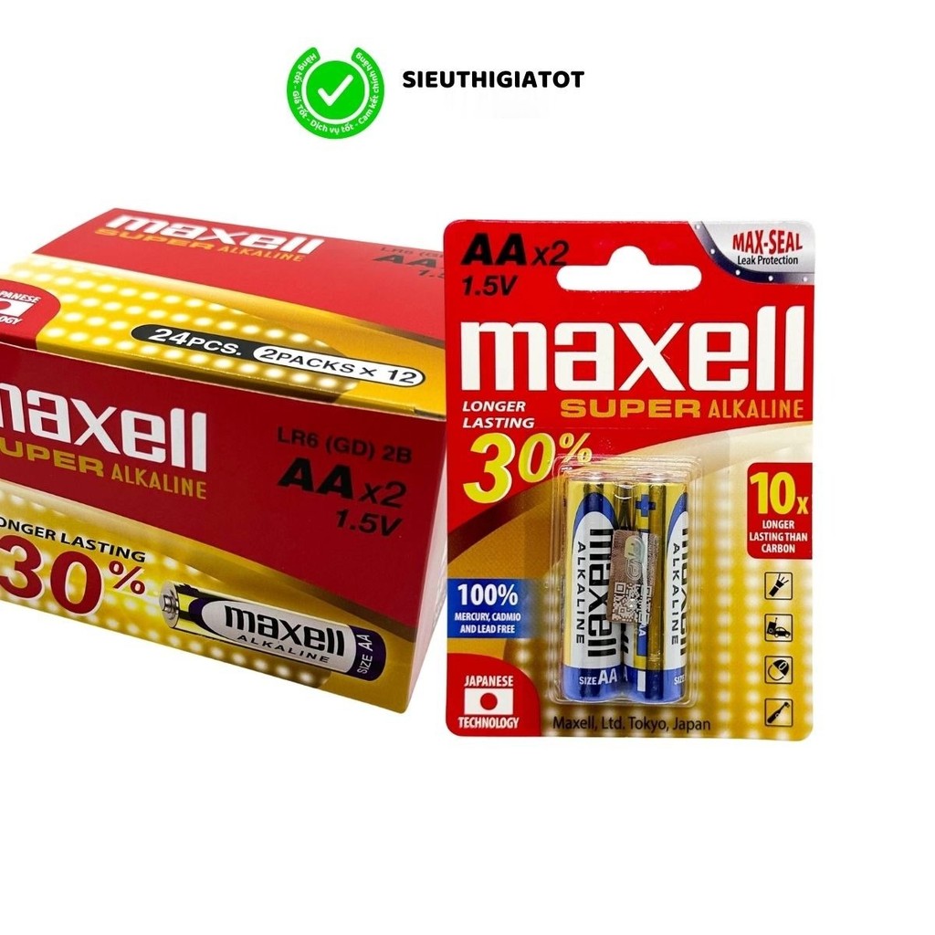 Vỉ 2 Viên Pin AA , AAA Maxell Super Alkaline 1,5V bền gấp 10 lần - Hàng ...
