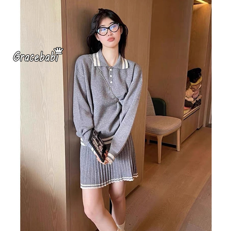 GRacebabi Đầm phong cách cổ điển đại học Váy dệt kim phổ biến mới | Shopee Việt Nam