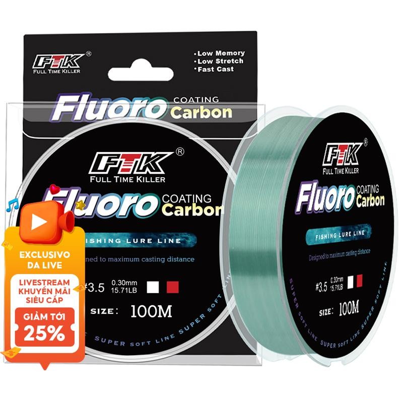 100M Fluorocarbon Coated Leader - Dây chìm sợi Carbon 4.1-34.3LB để câu ...