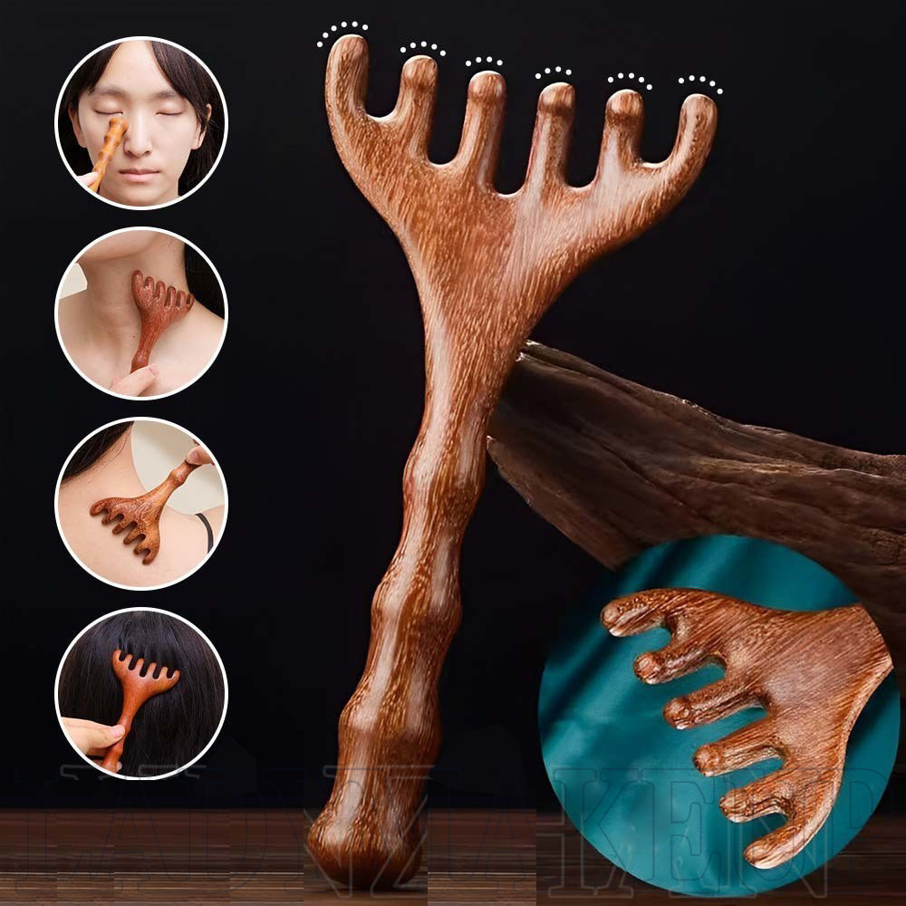 Đầu Kinh Tuyến Massage Lược Đầu Mặt Da Đầu Gua Sha Cạo Mát Xa Gỗ Đàn ...