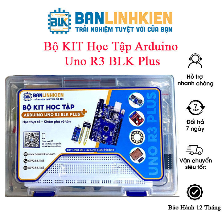 [BẢO HÀNH 6 THÁNG] Bộ KIT Học Tập Arduino Uno R3 BLK Plus đầy đủ từ cơ bản đến nâng cao kèm tài ...