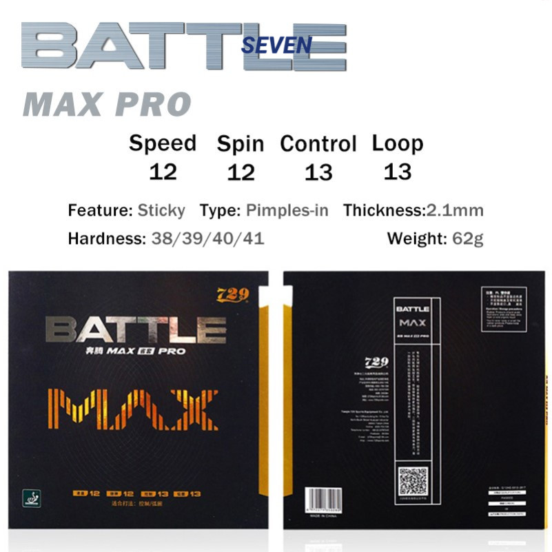 Vợt Bóng Bàn Chuyên Nghiệp 729 Battle 2 Battle Max Pro Bằng Cao Su Có ...