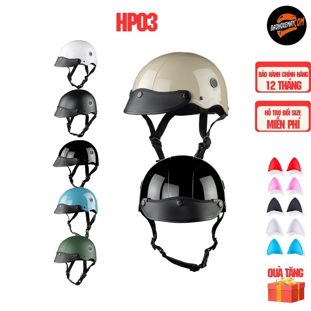 MŨ BẢO HIỂM NON SƠN HP HELMET (TẶNG KÈM TAI MÈO) VÀ PHỤ KIỆN KÍNH BOGO ...