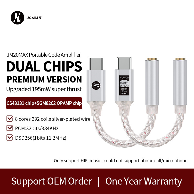 Bộ chuyển đổi Jcally JM20 Max Dac Type C sang 3,5 mm Dongle CS43131 + SGM8262 Bộ khuếch đại Chip ...