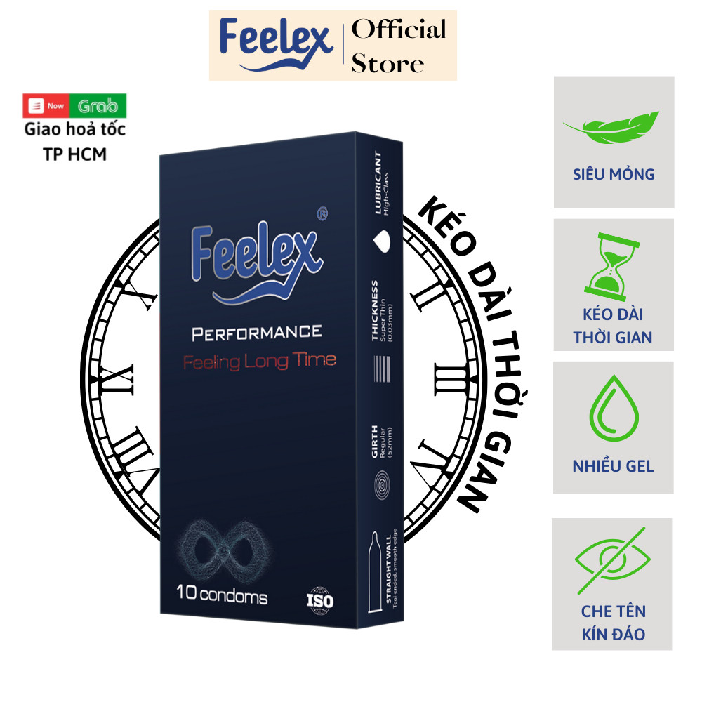Bao cao su Feelex Performance siêu mỏng, nhiều gel bôi trơn, kéo dài ...