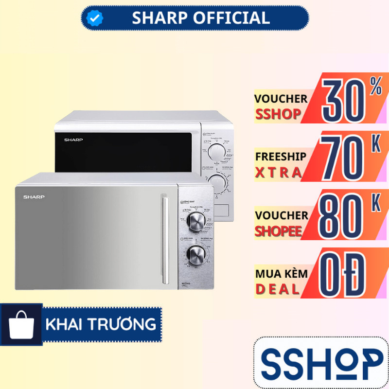 Lò vi sóng có nướng Sharp 20 lít Chính hãng, viba 700W nướng 1000W Microwave núm xoay cơ R ...