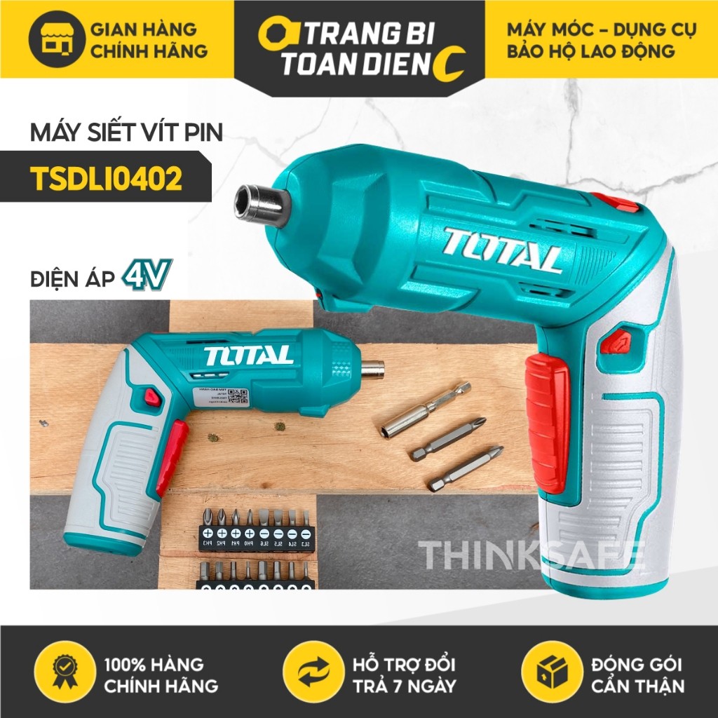 Máy siết vít dùng pin 4V - 8V TOTAL, Lực siết 4Nm - 6Nm, Đầu lục giác 1 ...