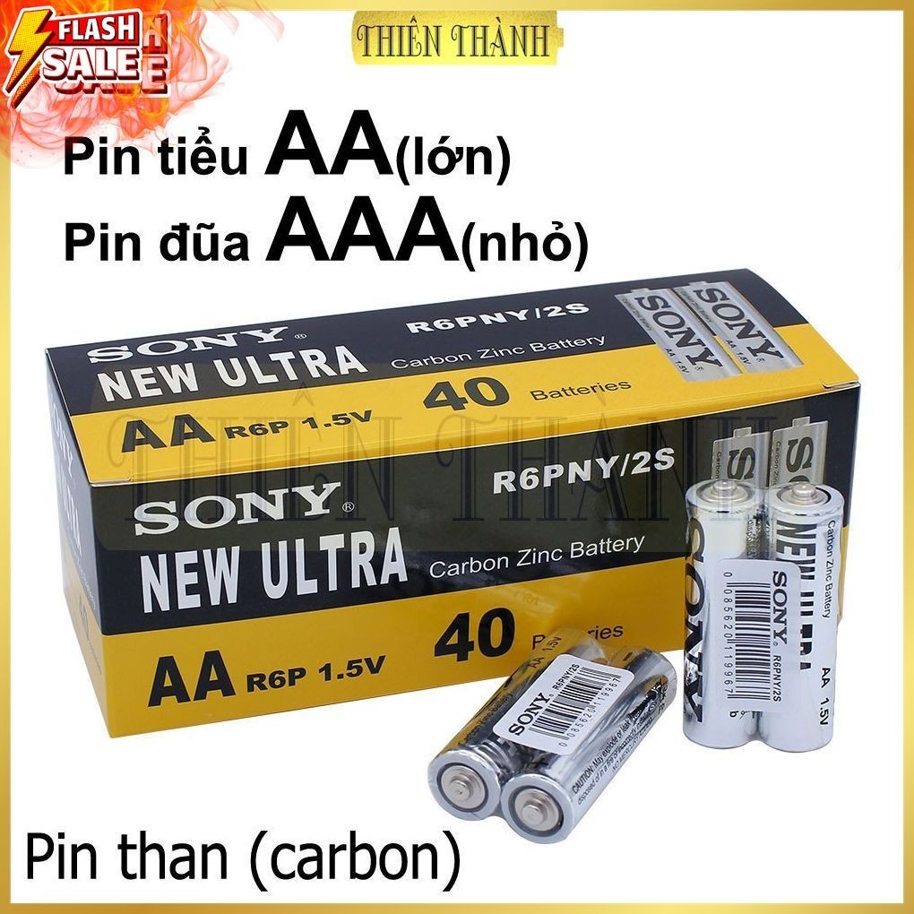 Hộp 40 viên pin AA(tiểu) AAA(đũa) R6P R03 pin carbon(than) 1.5V hiệu ...