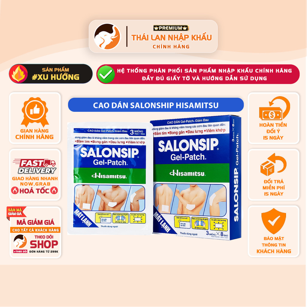 [1 HỘP 8 GÓI 24 MIẾNG] Cao Dán Salonsip Gel Patch Hisamitsu – Giảm Đau ...