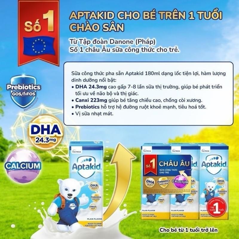 Sữa nước dinh dưỡng Aptakid 180ml pha sẵn cho bé- bán lẻ từ 1 hộp | Shopee Việt Nam