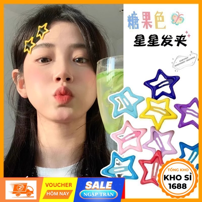 Kẹp tóc mái ngôi sao năm cánh nhiều màu sắc dễ thương, phụ kiện tóc ...