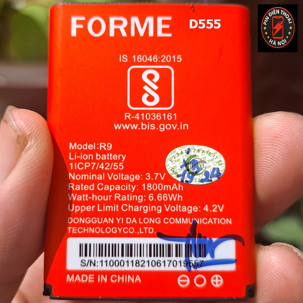 Pin hãng Forme R9, D555+ Dung lượng 1800 mAh - Thiết kế tiêu chuẩn ...