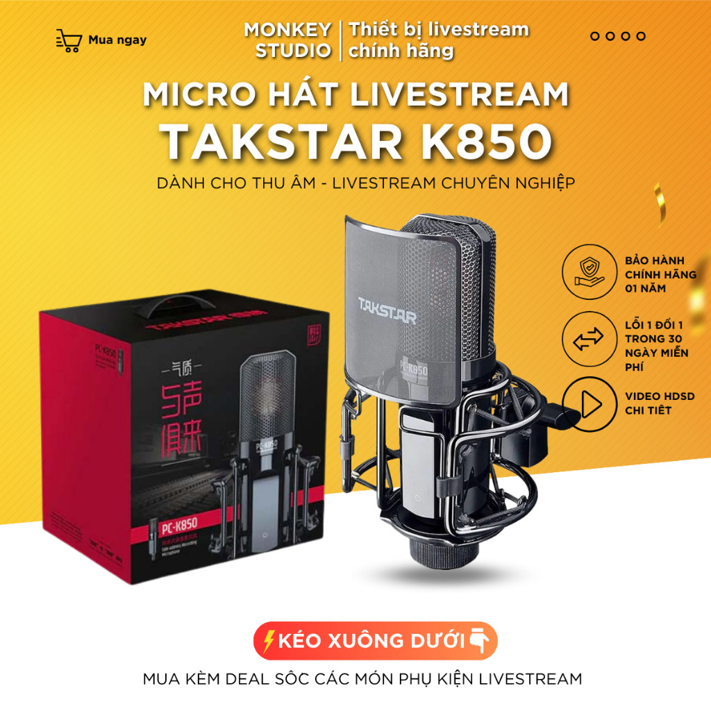 Mic Livestream, Micro thu âm TAKSTAR PC K850 Chính Hãng Hát Livestream ...