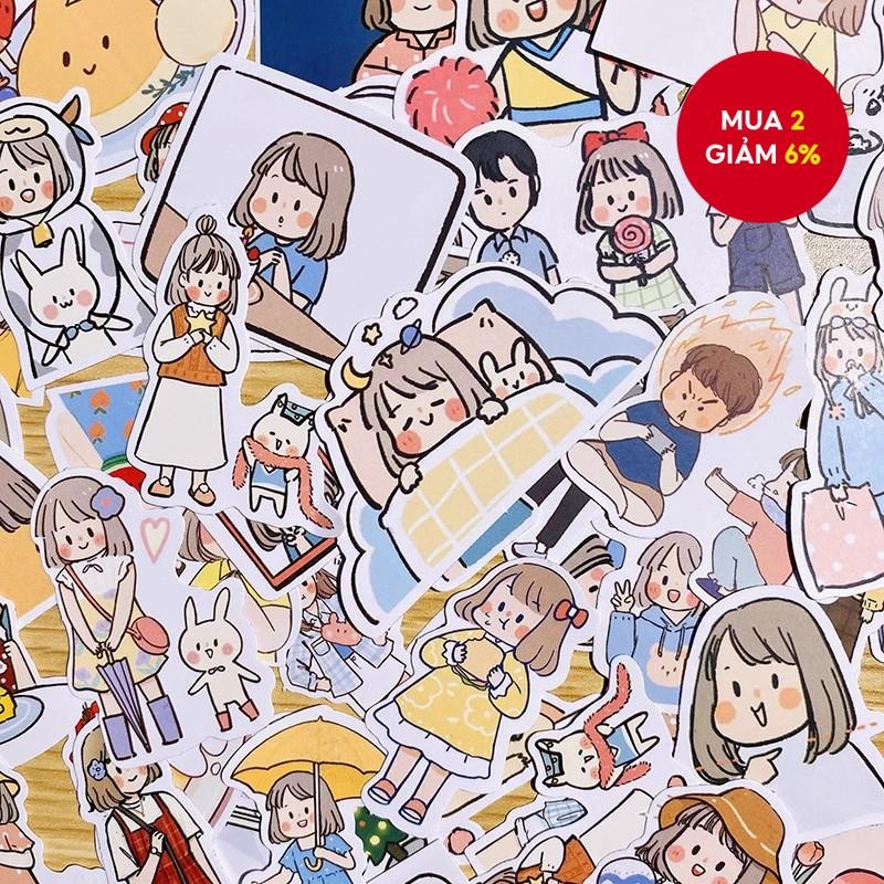 Sticker Dán Trang Trí Sổ Tay Hình Cô Gái Hoạt Hình Đáng Yêu | Shopee ...